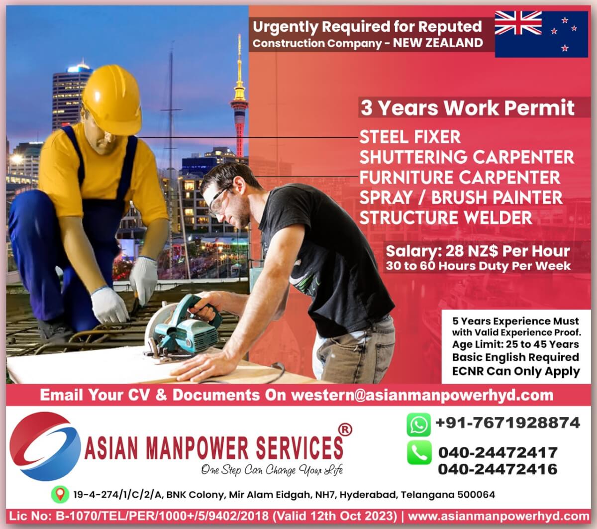 New Zealand Jobs For Indian Construction Company